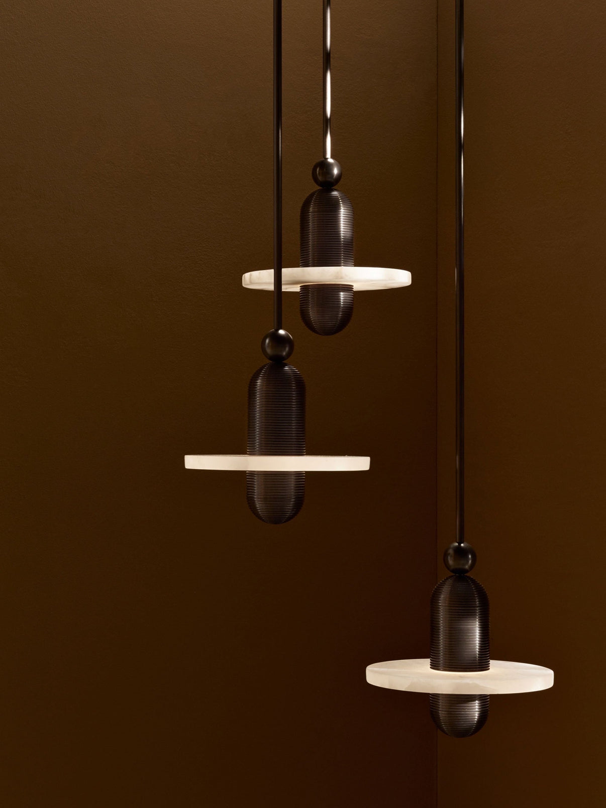 Median Mono Pendant Light - Brass Marble Mono Light Fixture - Modern P ...