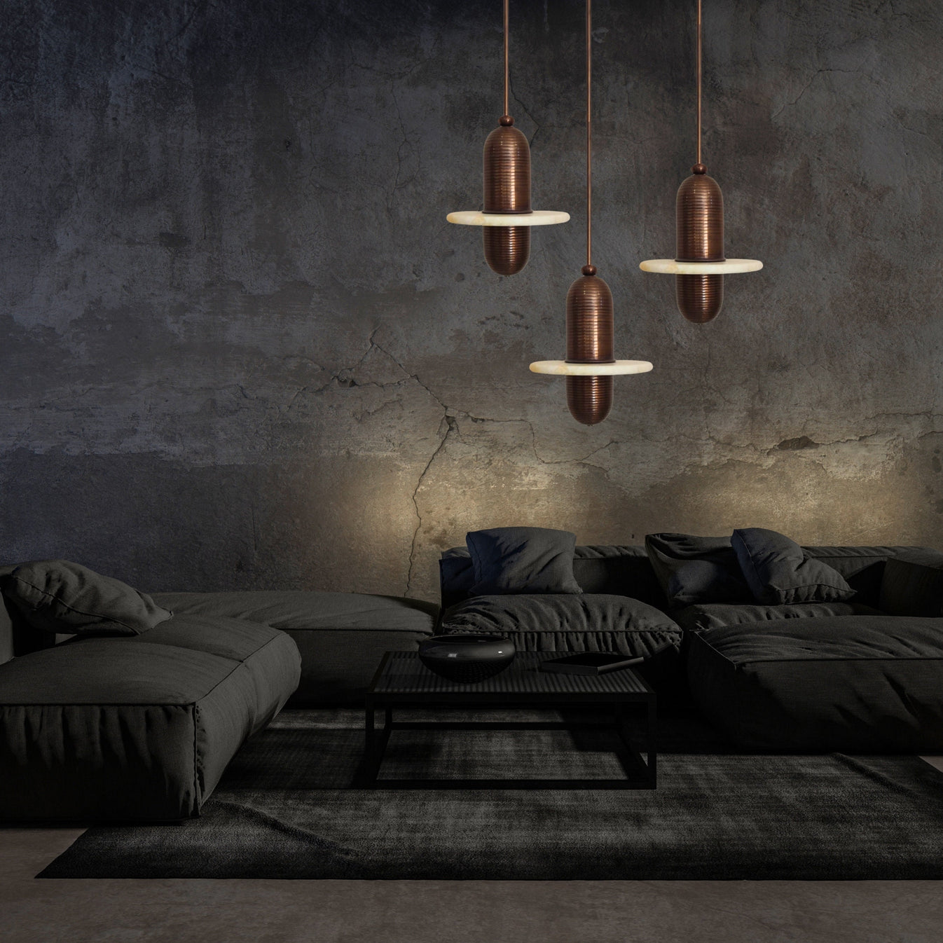 Median Mono Pendant Light - Brass Marble Mono Light Fixture - Modern P ...
