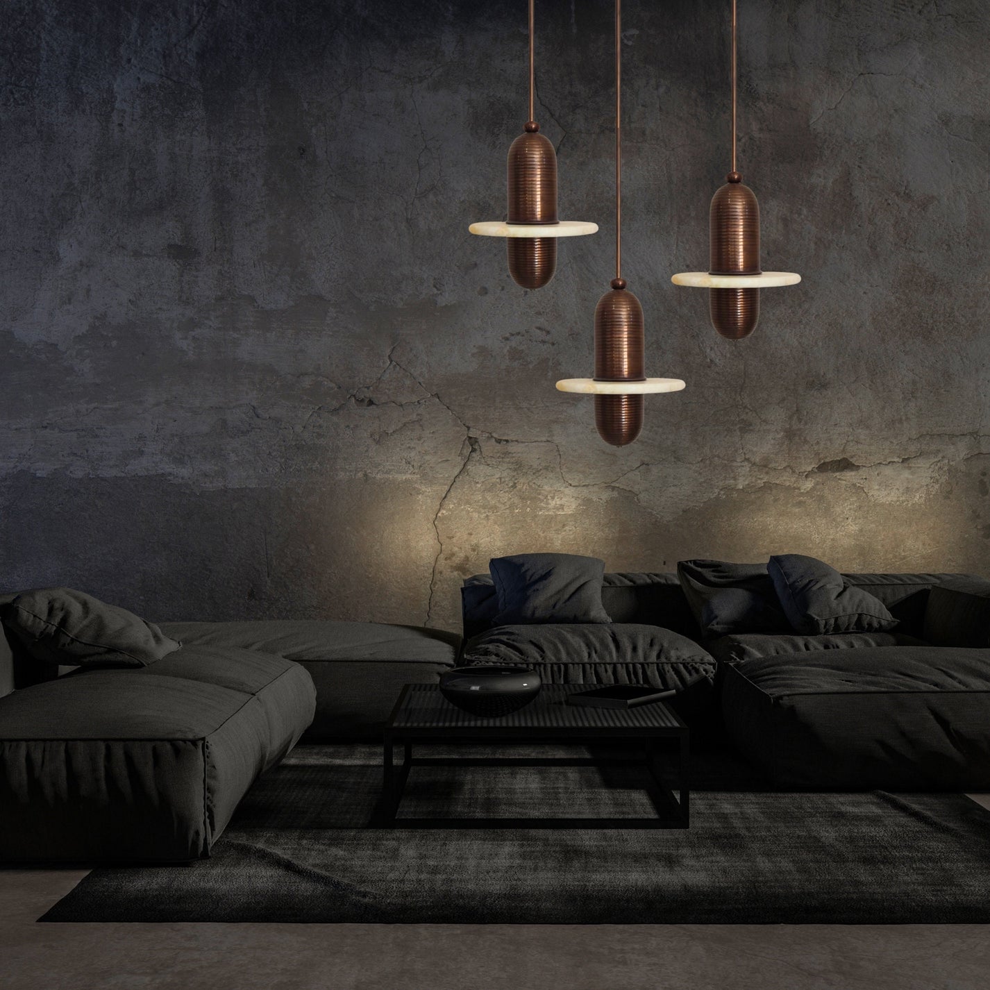 Median Mono Pendant Light - Brass Marble Mono Light Fixture - Modern P ...